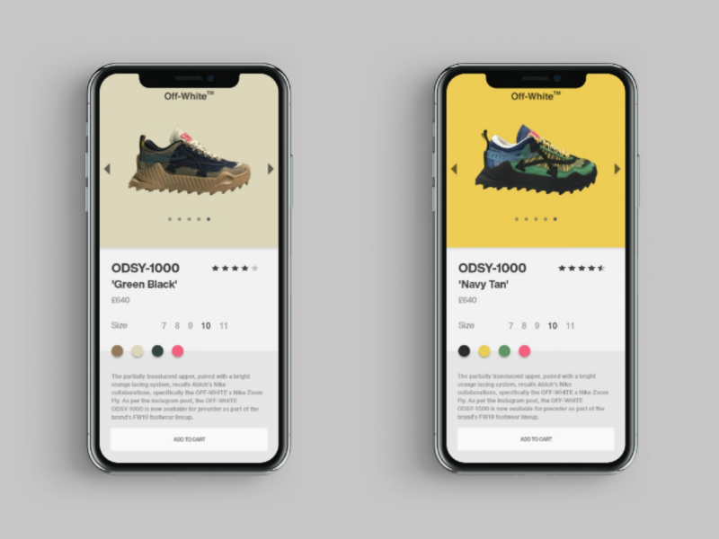 Off-White Sneakers App Ui by Jovan Marinkovic on Dribbble