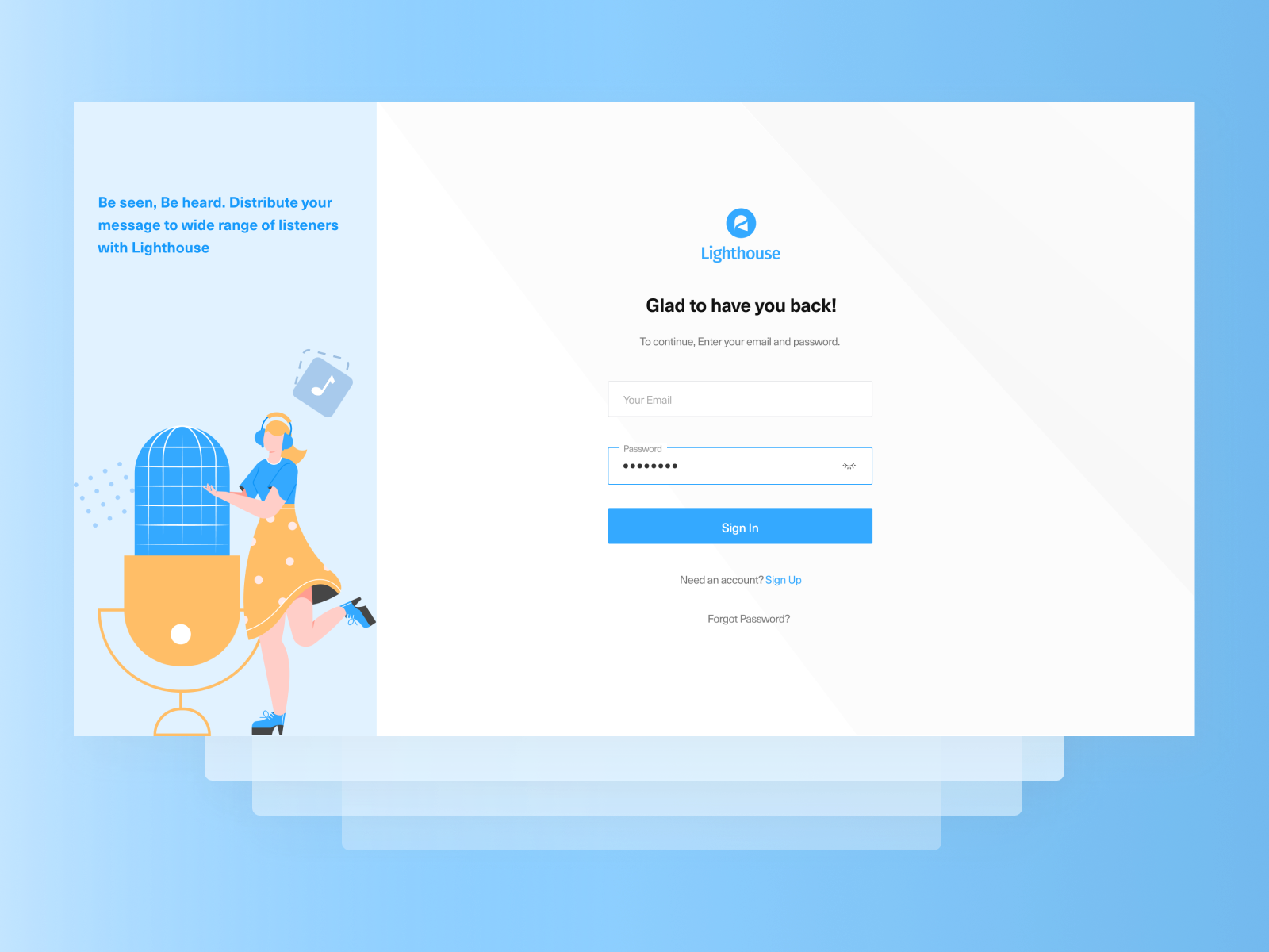 Lighthouse for creators (Login Page) by Chidinma Nwogbo on Dribbble