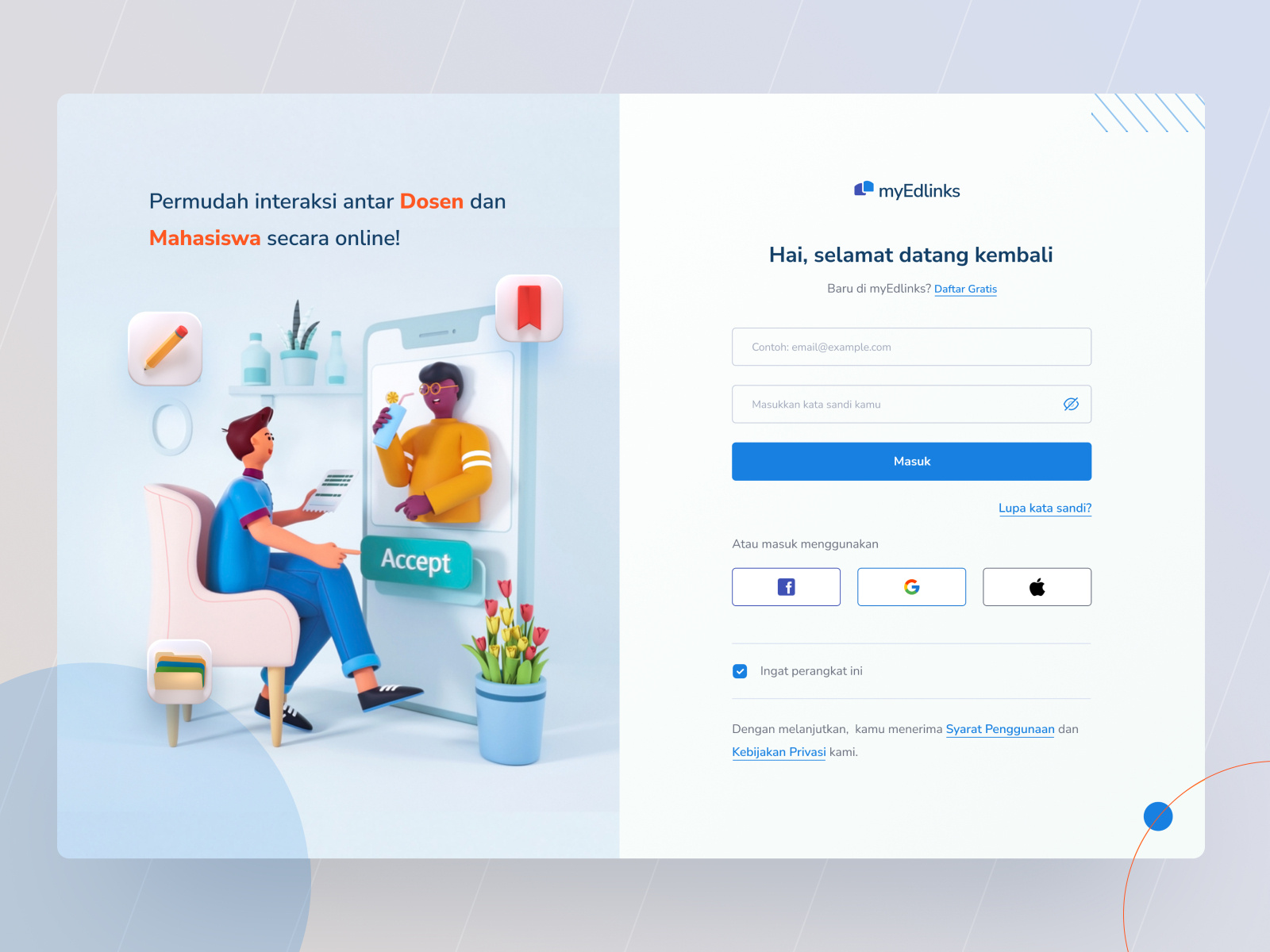 myEdlinks Apps - Online Learning - Login Page by Ari Fianto on Dribbble