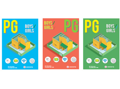 Colour options for a Paying Guest Poster by Vishal Srinivas on Dribbble