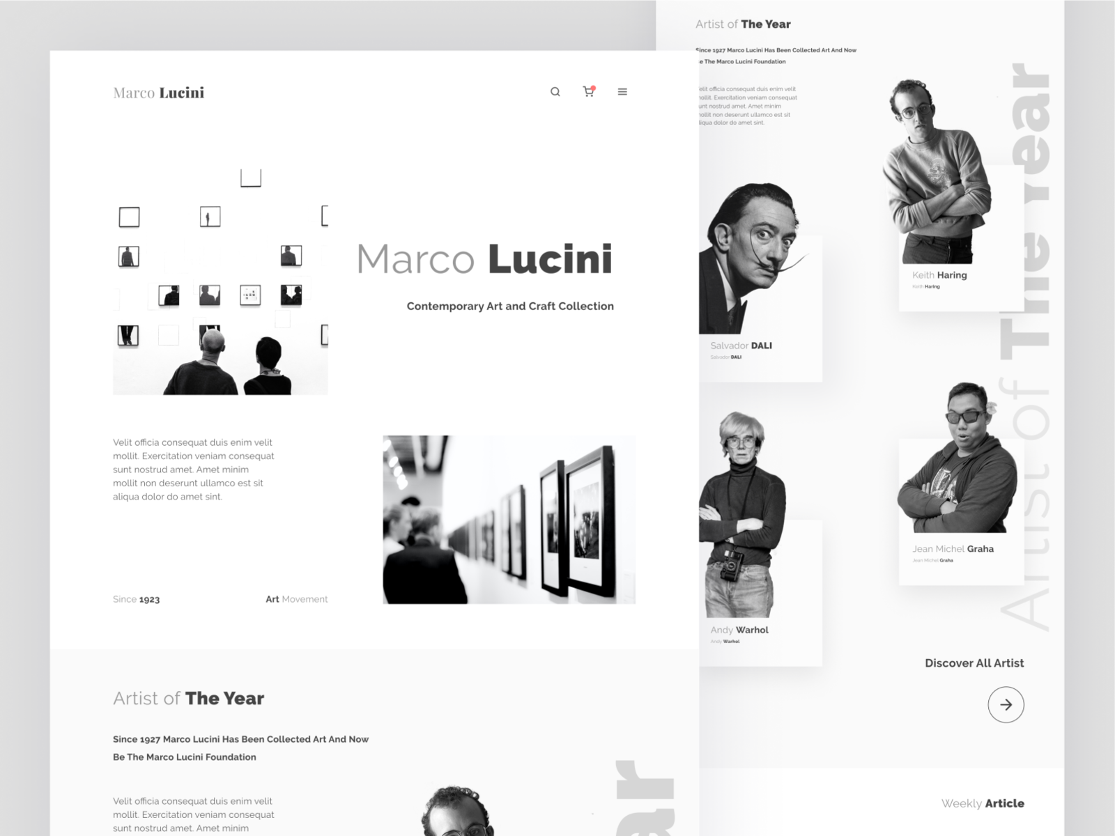 art gallery landing page by Hadianto Nugraha for Pixelz on Dribbble