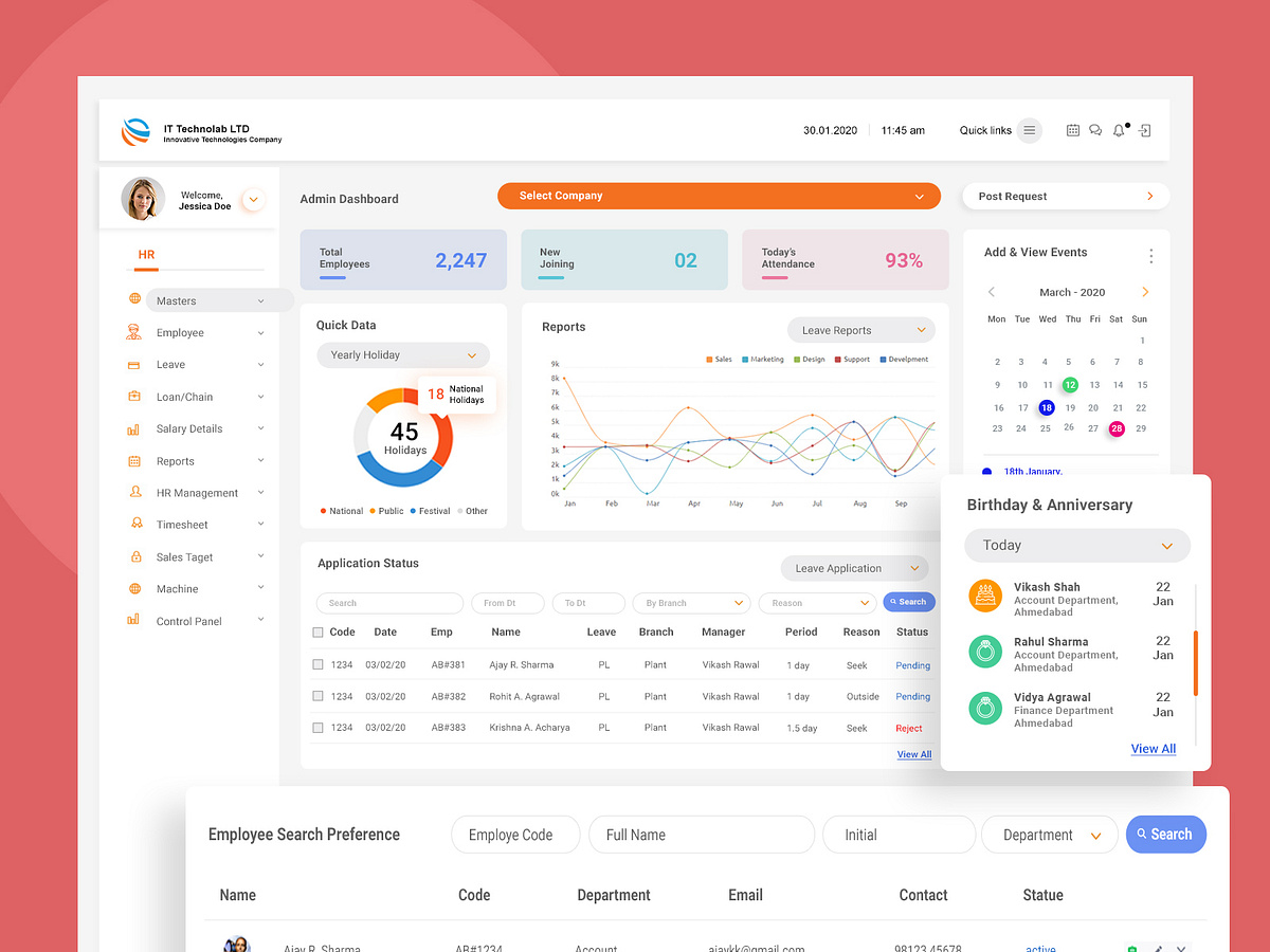 Hrms Dashboard designs, themes, templates and downloadable graphic ...