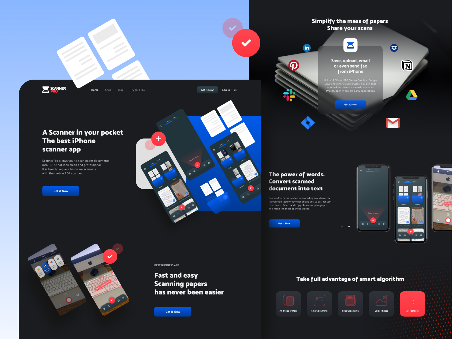 Scanner Mobile app Landing Page by Andrii Liubymov on Dribbble