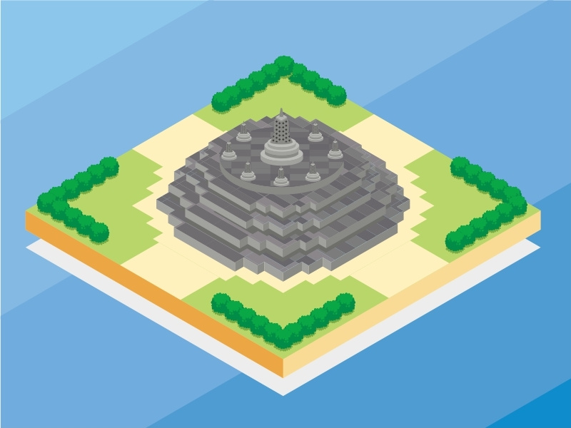 isometric temple borobudur by Eka Febry Setiawan on Dribbble