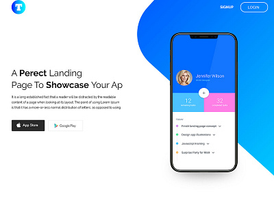 Mobile App Landing Page by PixelMock on Dribbble