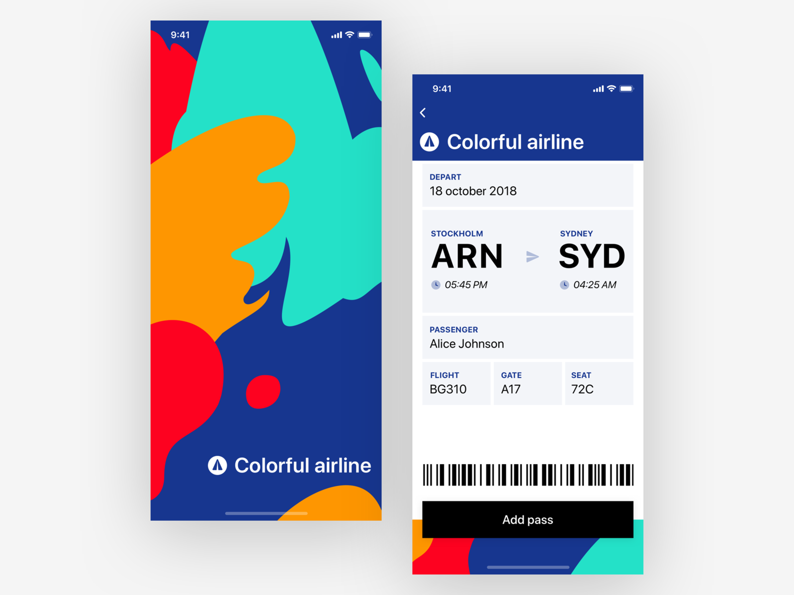UI Daily, #024 – Boarding pass by Elena Perminova on Dribbble