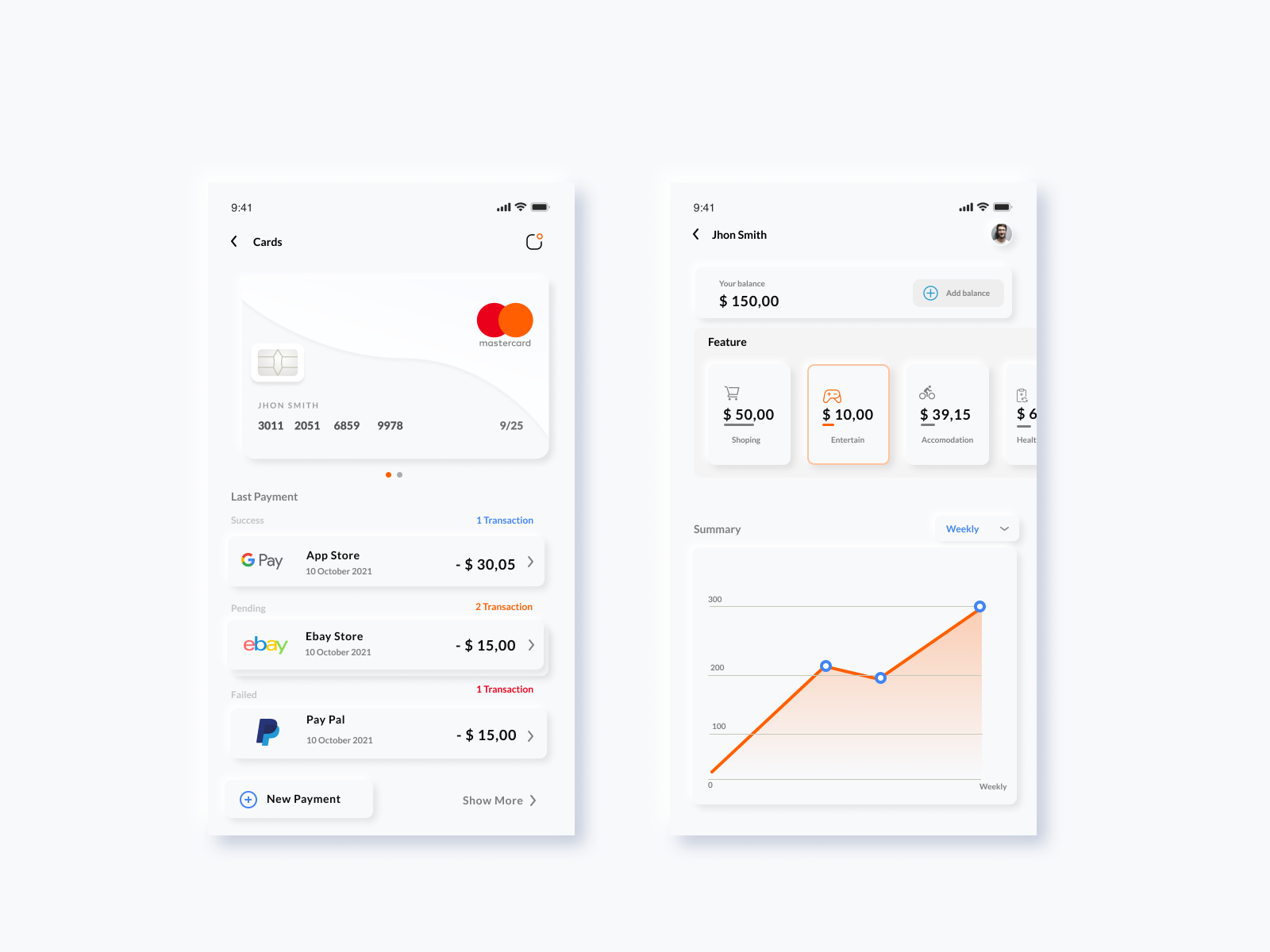 Wallet apps UI by Brian Gin on Dribbble