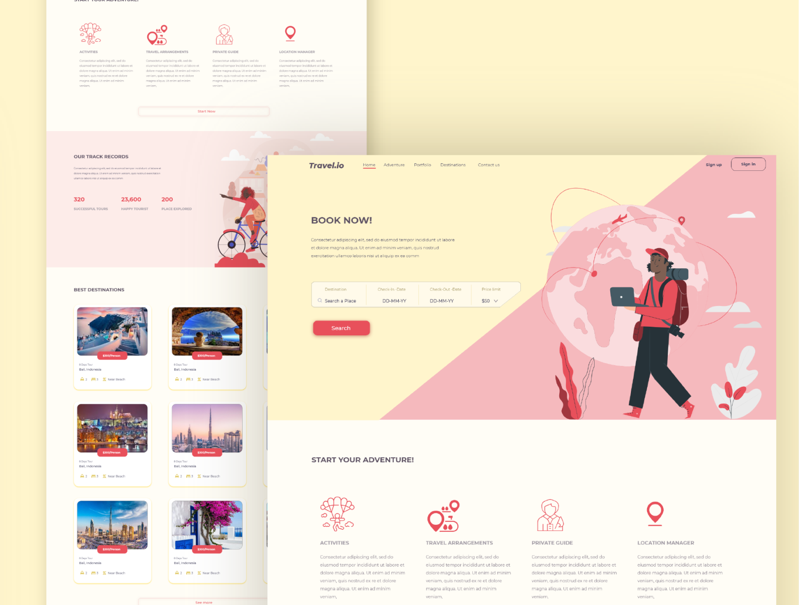 Travel and booking website design by Ruth Solomon on Dribbble
