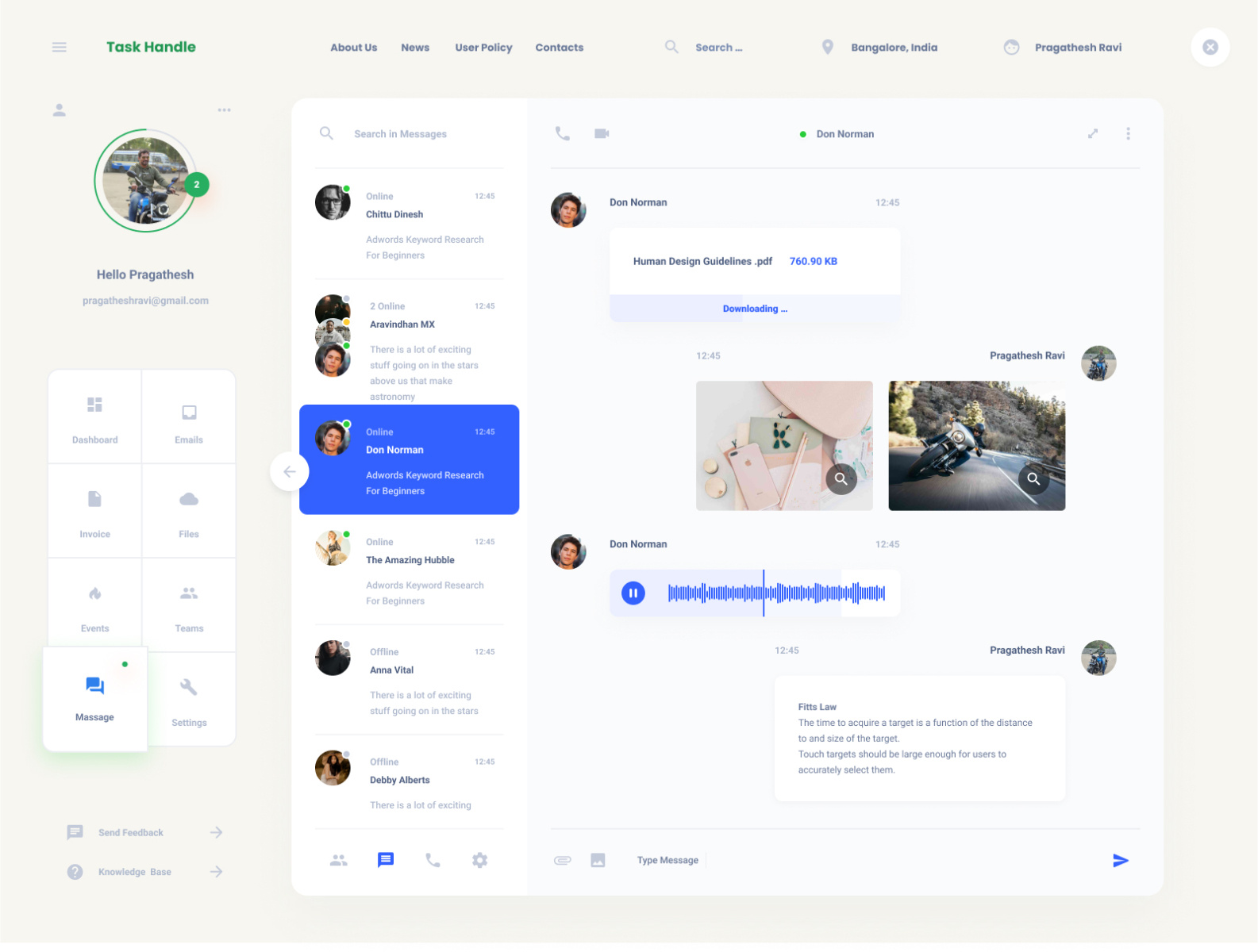 Chat Box in Task management Tool by Pragathesh Ravi on Dribbble