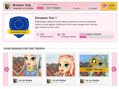 Profile Page for a Facebook Game by Brandon Tully on Dribbble