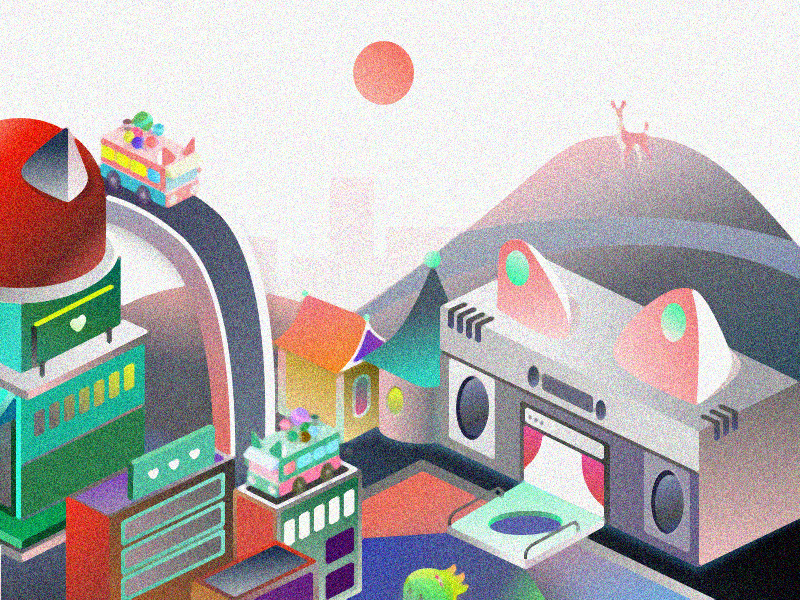 Cat House city with sunset lighting Ⅱ by 远色Maomaori on Dribbble