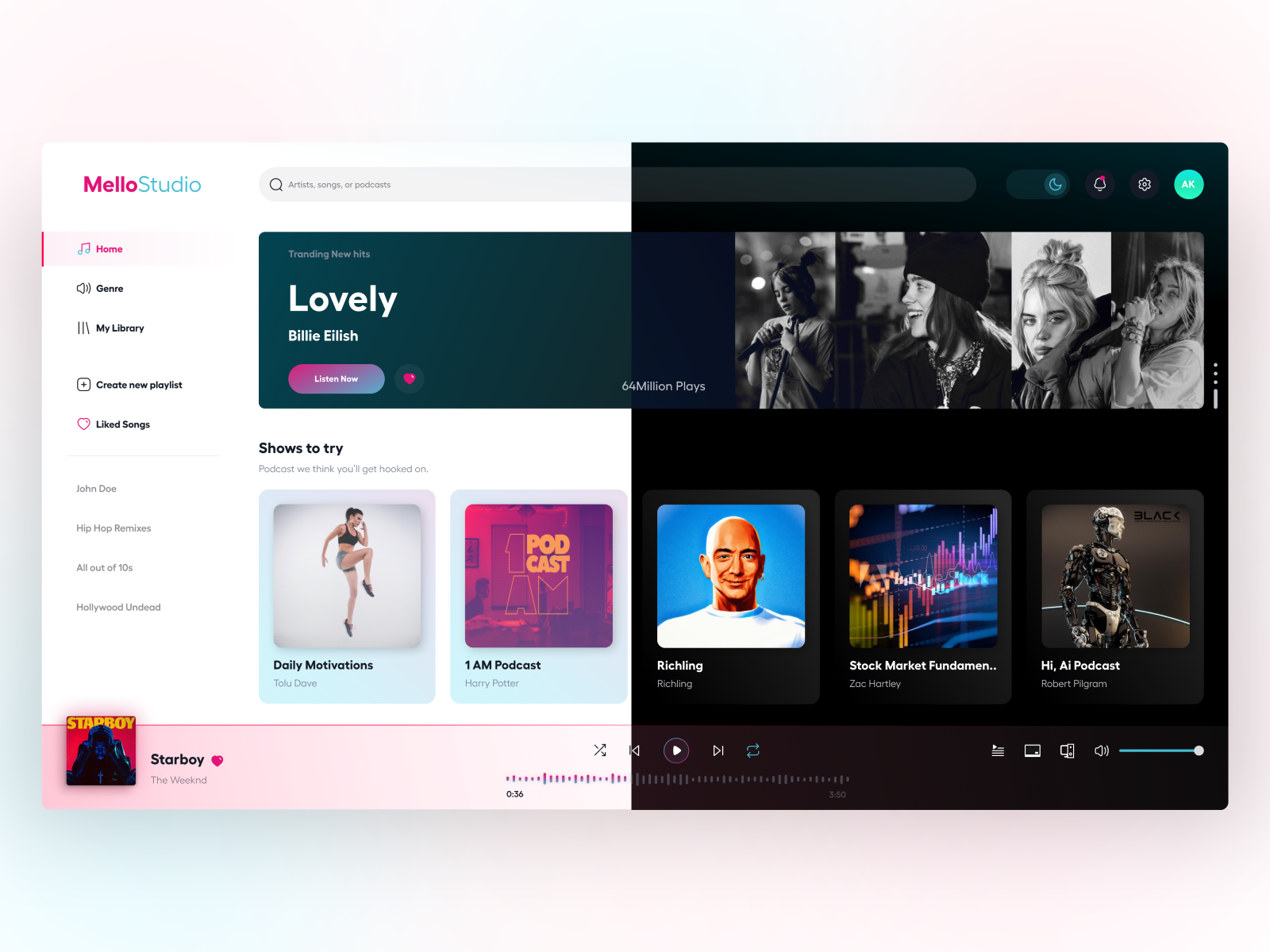Mello Studio - Music Web Application by Code Theorem on Dribbble