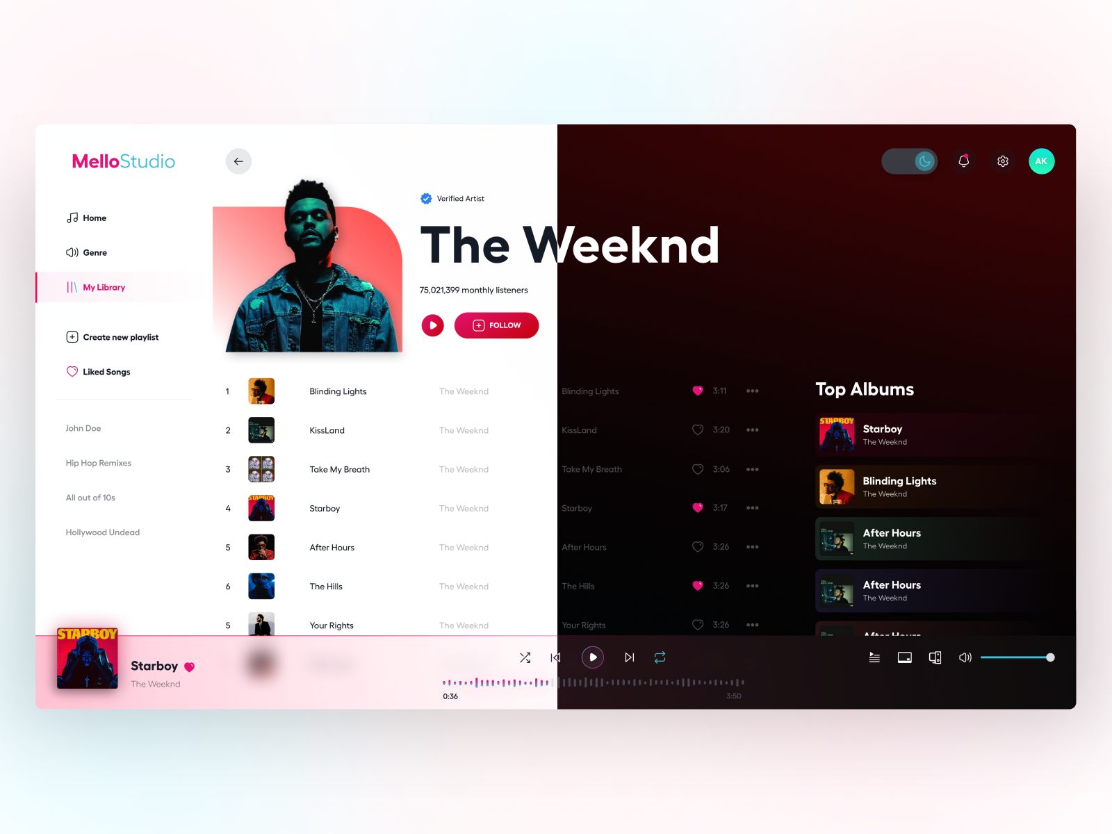 Library Design for Music Web App by Code Theorem on Dribbble