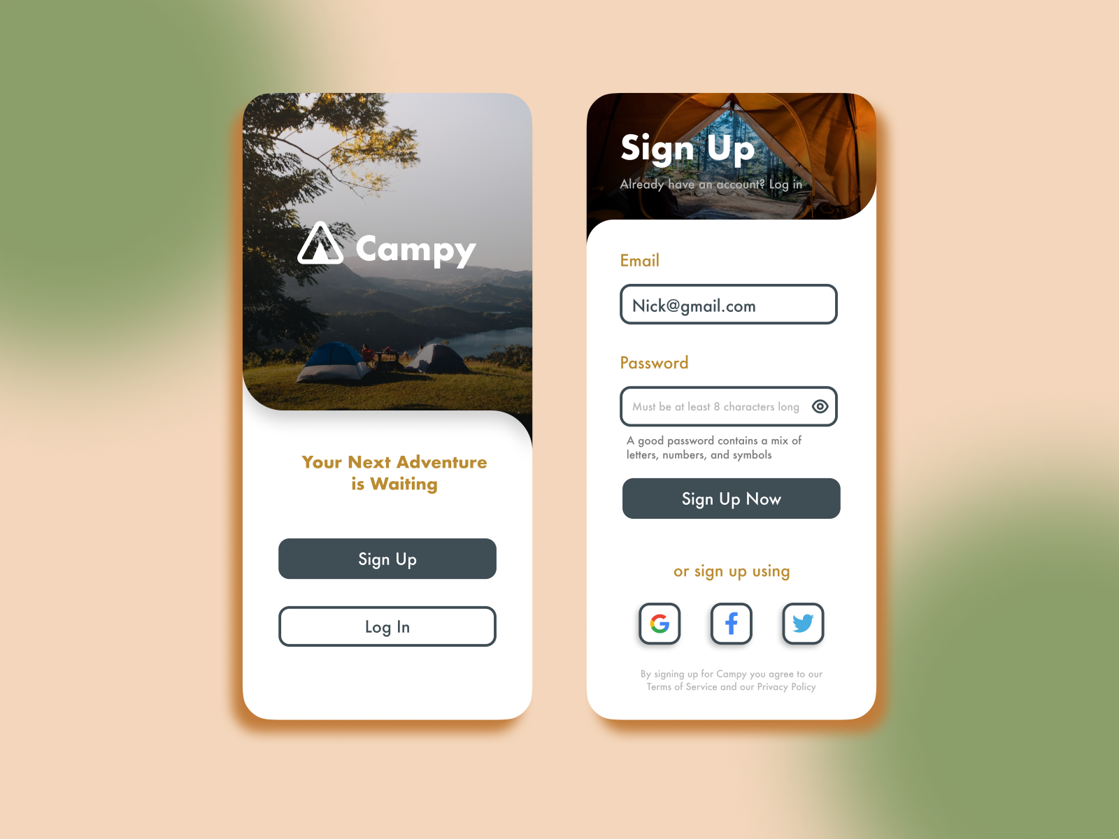 Daily UI: Sign Up Page by Nick Charland on Dribbble