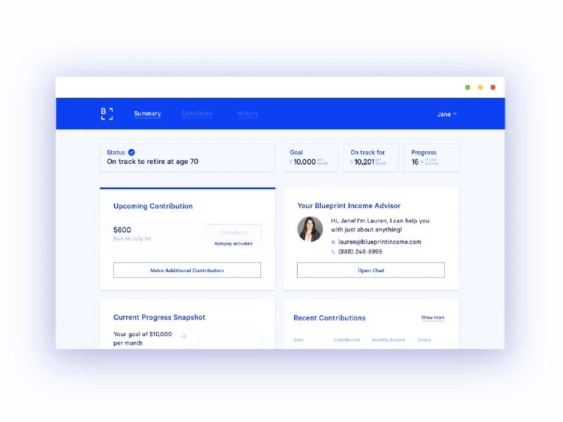 Blueprint Income dashboard by Flying Saucer Studio on Dribbble