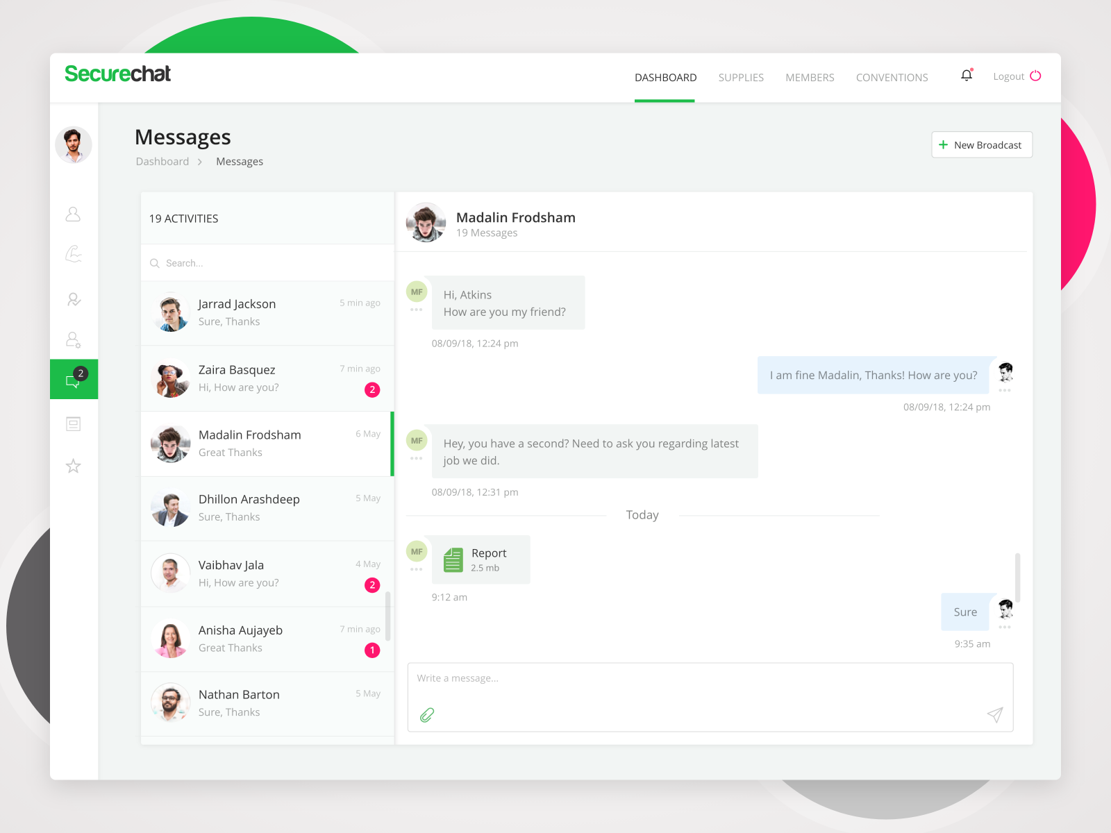 SecureChat Web Message Screen by Nishan Singh on Dribbble