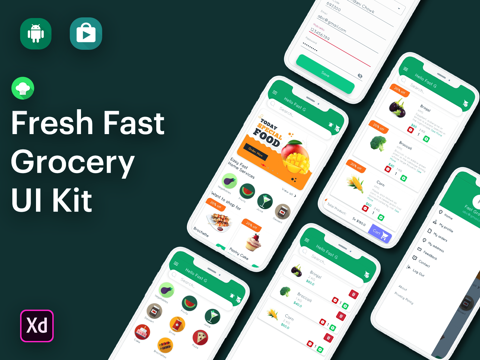 Fresh Fast Grocery Delivery Android & IOS App UI KIT by Ketan Pipaliya ...