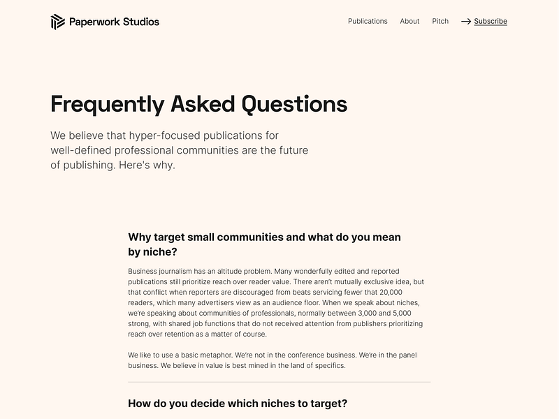 Paperwork Studios website - other pages by Milos Bojkovic on Dribbble
