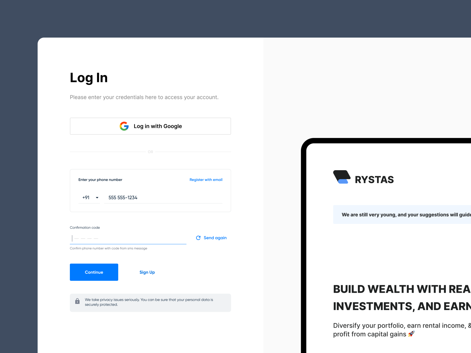 Rystas Log in Screen 🔥 by Sahil Godara on Dribbble