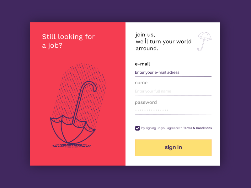 Daily UI #001 — Sign In by David Toro on Dribbble