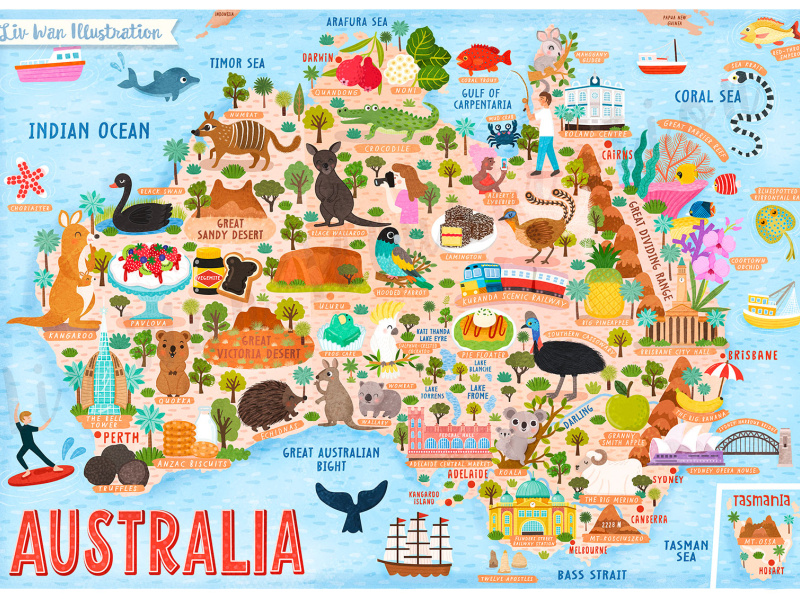 Australia Map Illustration by Liv Wan on Dribbble