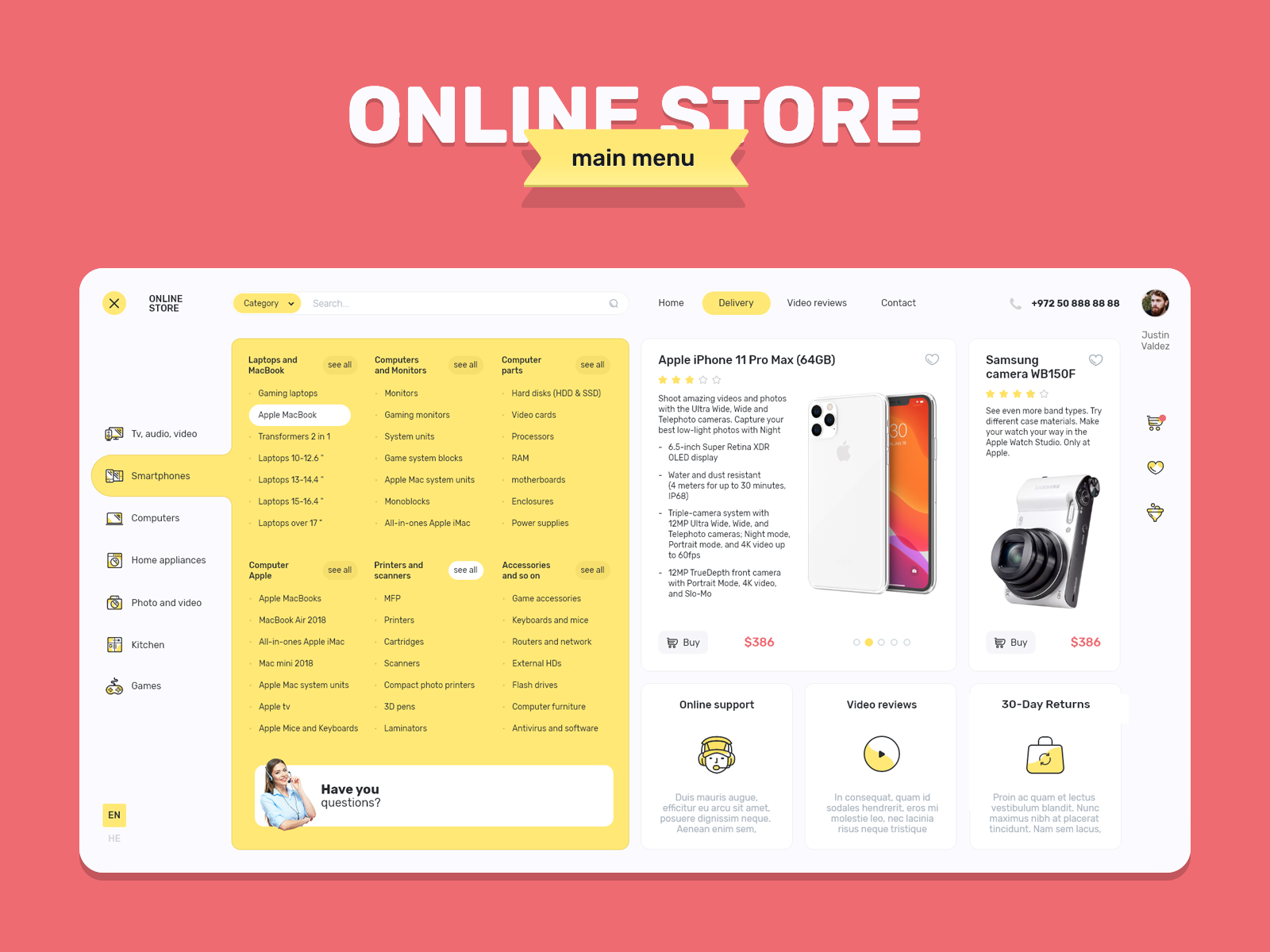 Online store - Main menu by Alimov Farruh on Dribbble
