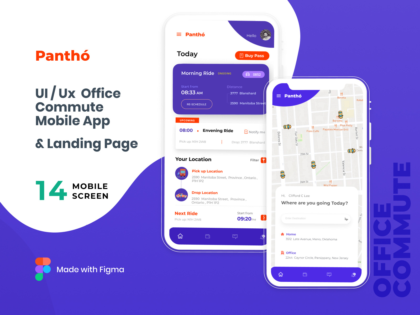 Panthó: Mobile UI Kit for Office Commute by Design Studio UI UX on Dribbble
