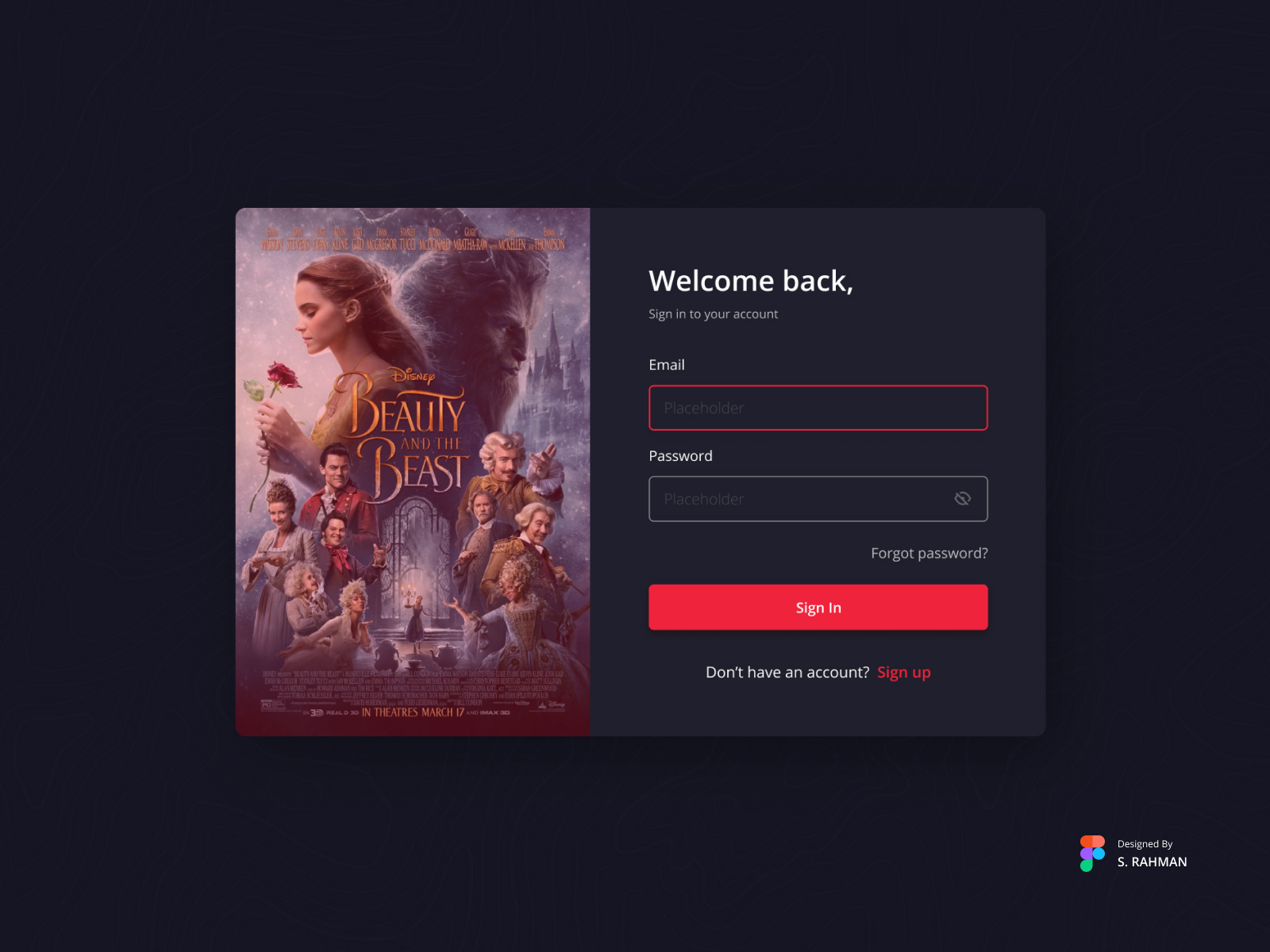 Movie Login UI by Sohanur Rahman Joy on Dribbble