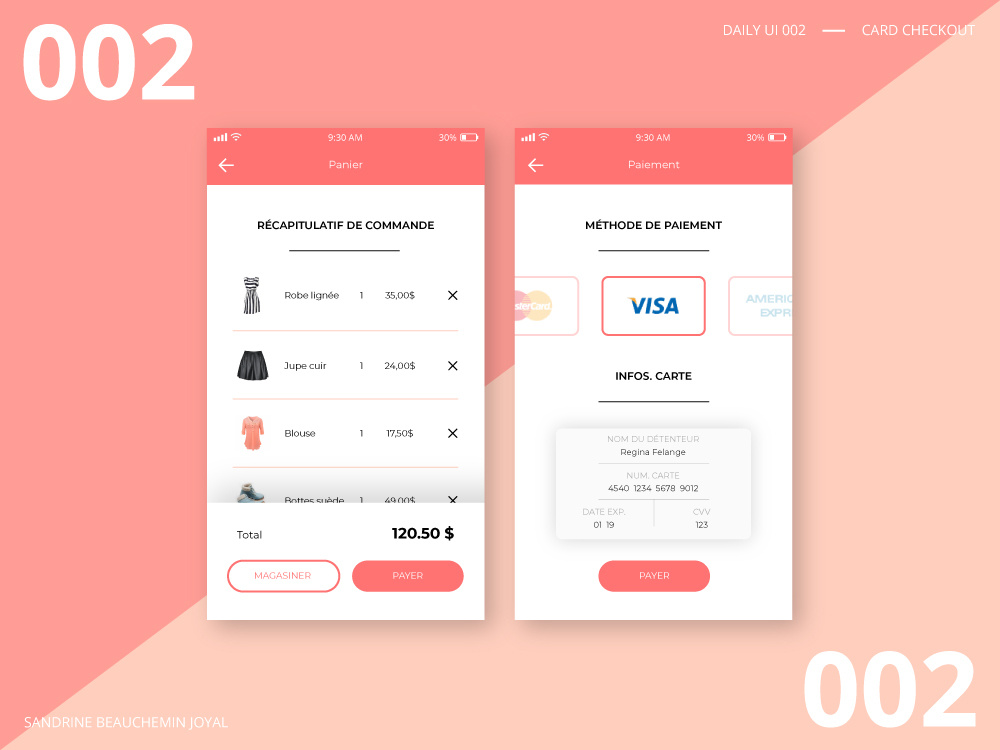 Daily Ui 002 - Card Checkout by Sandrine Beauchemin Joyal on Dribbble