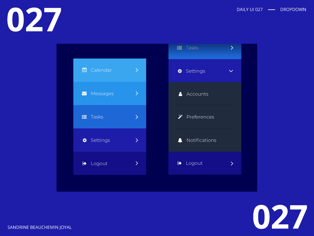 Daily UI 027 - Dropdown by Sandrine Beauchemin Joyal on Dribbble