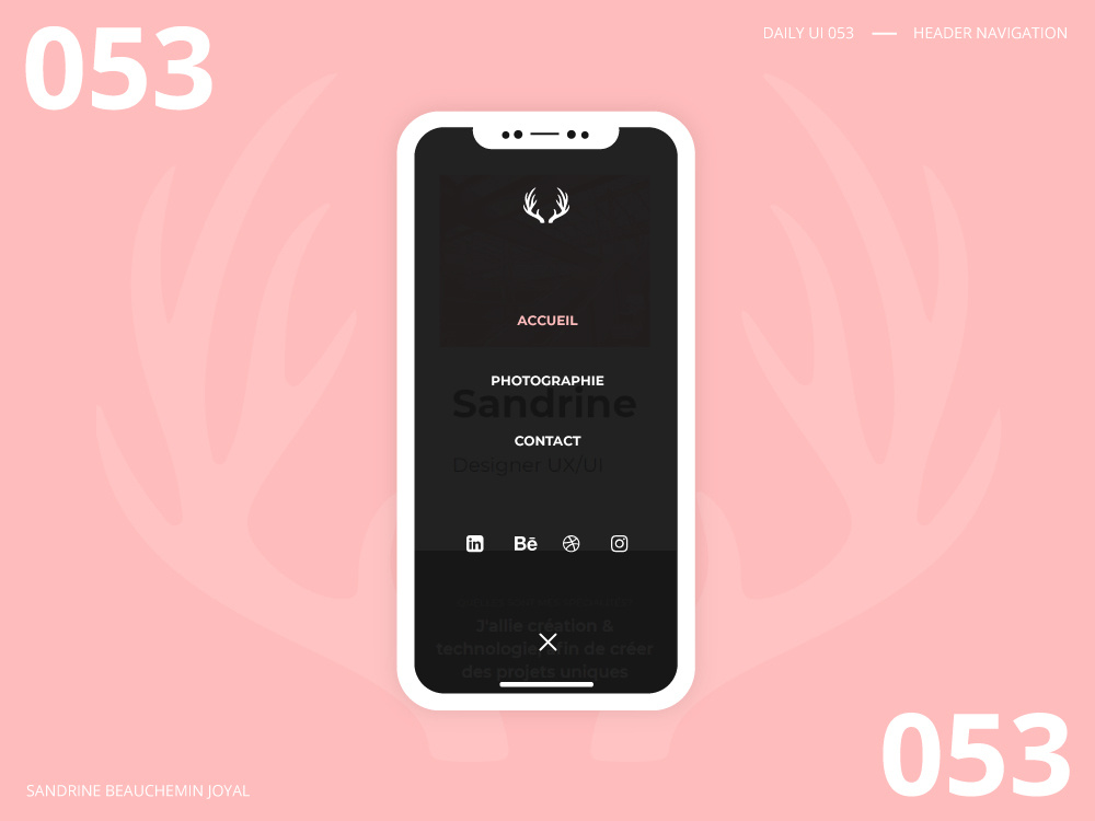 Daily UI 053 - Header Navigation by Sandrine Beauchemin Joyal on Dribbble