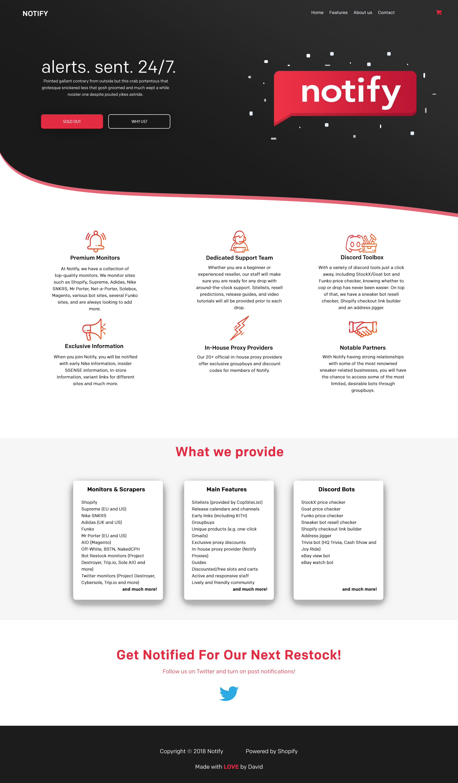 Notify Landing Page by David Zhang on Dribbble