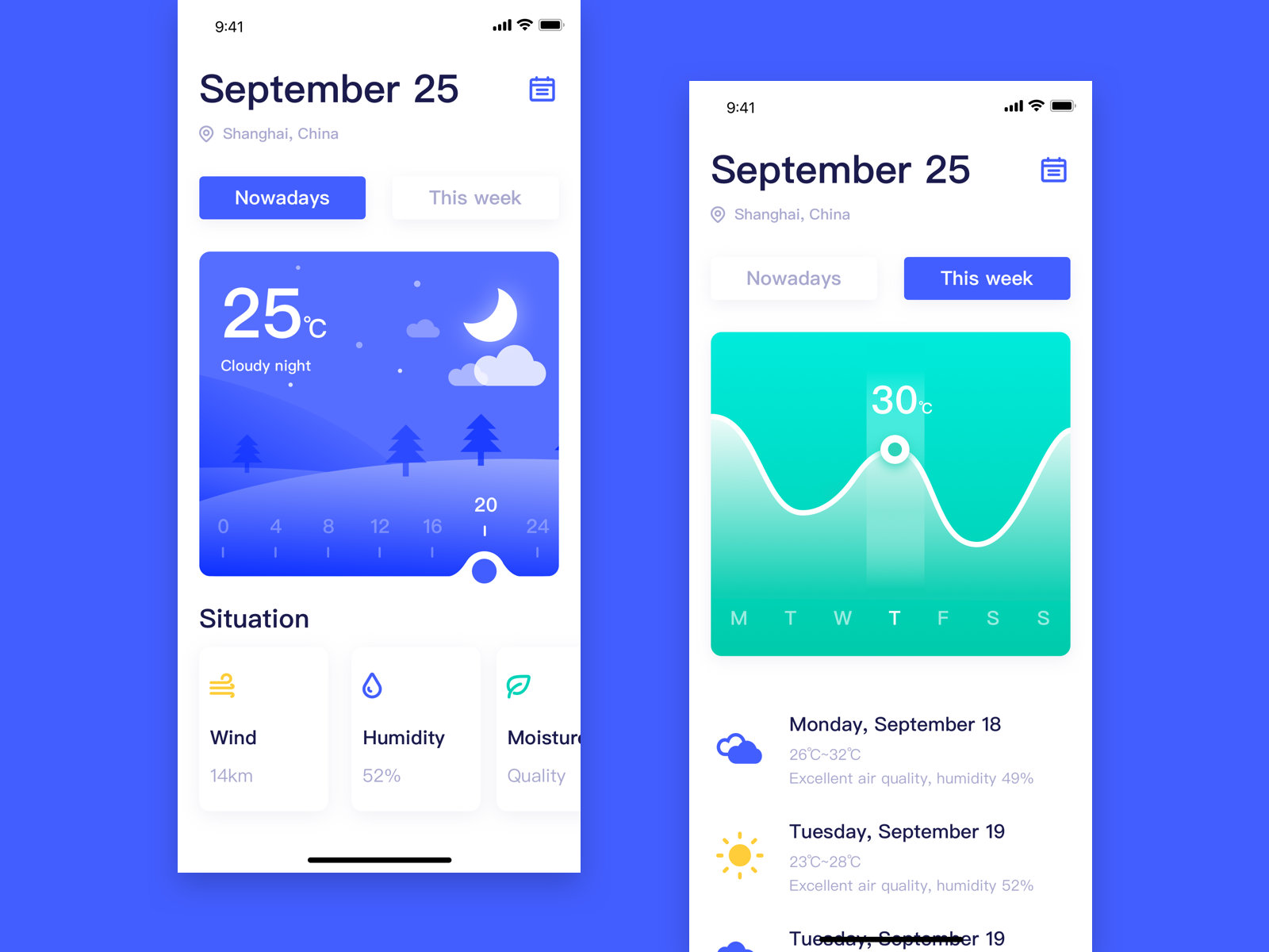 Weather interface by yu on Dribbble