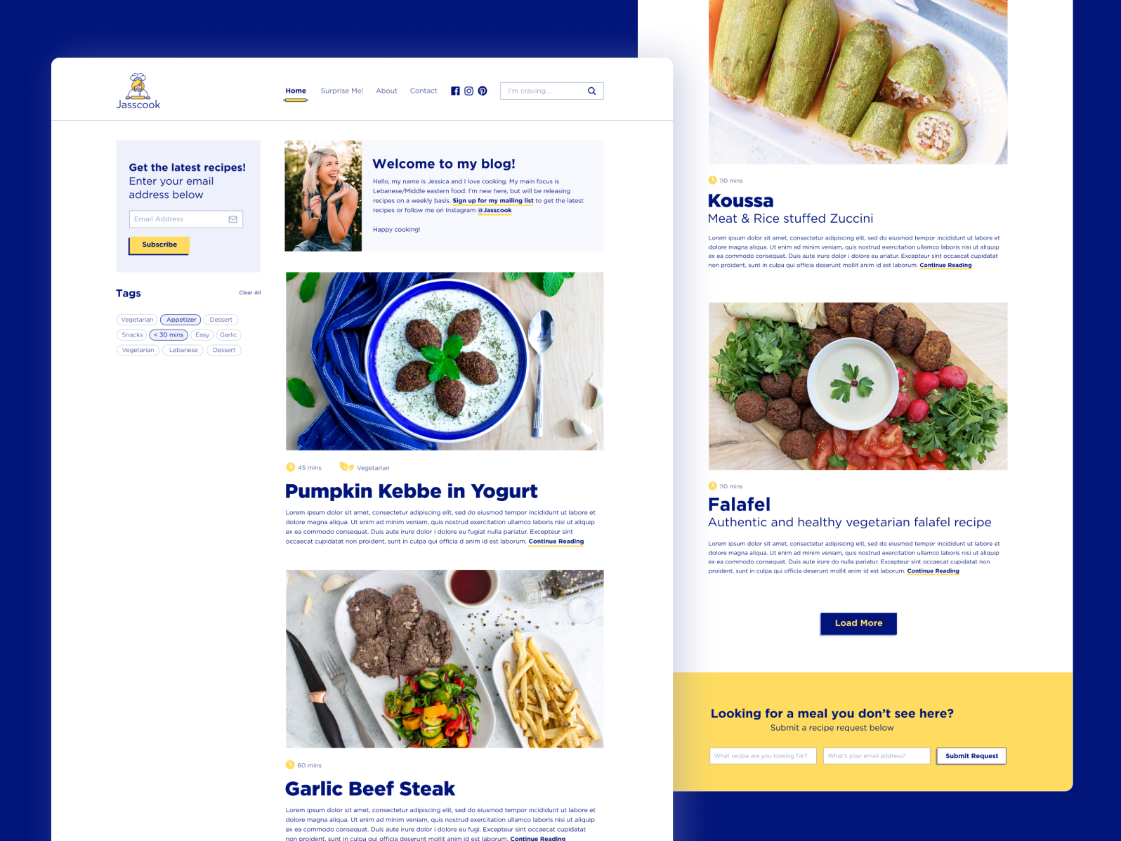 Food Blog Design - Homepage by Melissae on Dribbble
