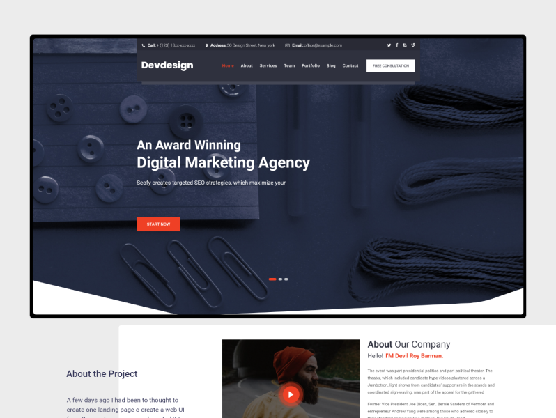 Free Corporate Landing Page UI by Dev Design Studio on Dribbble