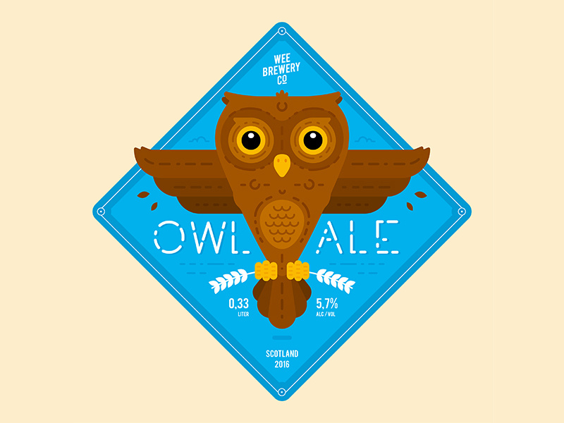 Owl Ale beer label by Rob Denis on Dribbble