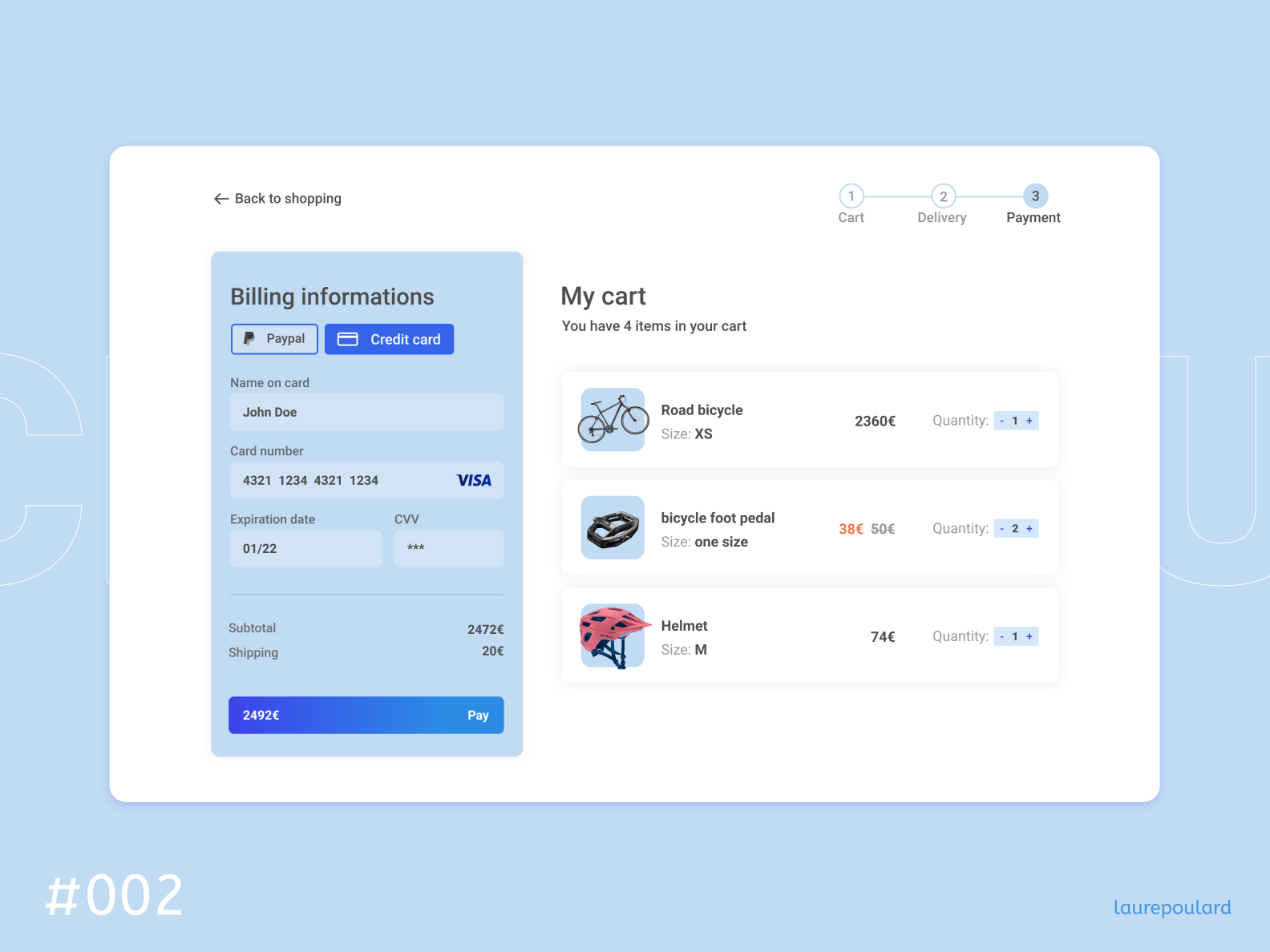 Daily Ui 002 - Checkout by Laure Poulard on Dribbble