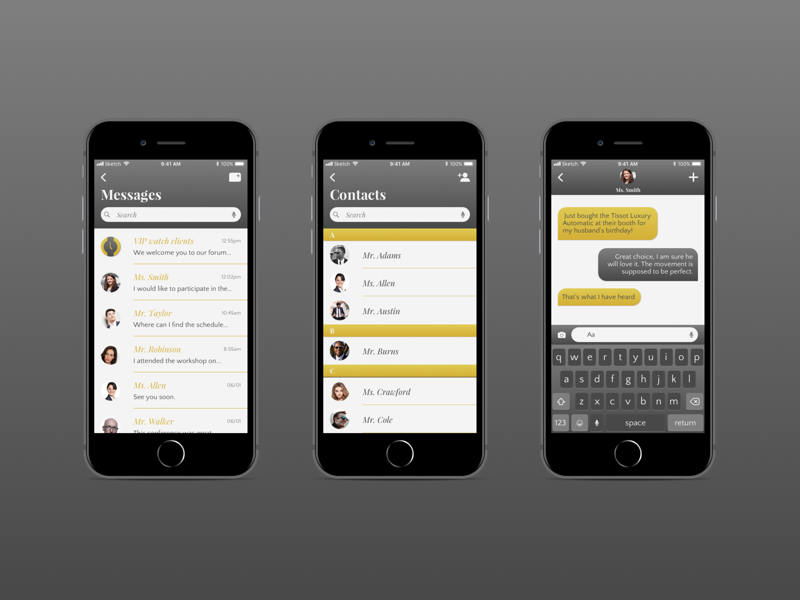 High End Luxury Chat Mobile App by Mylene Rebert on Dribbble