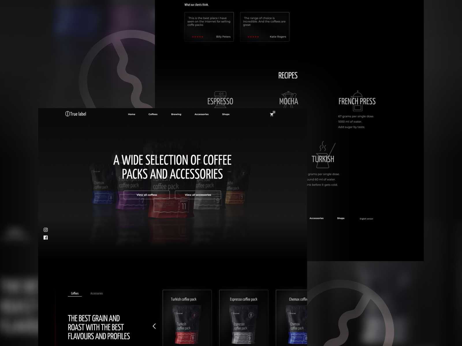 True label coffee store Landing page by Teofil Kostadinov on Dribbble