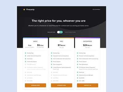 Firecamp website - Pricing Table by Radhika Gadhiya on Dribbble