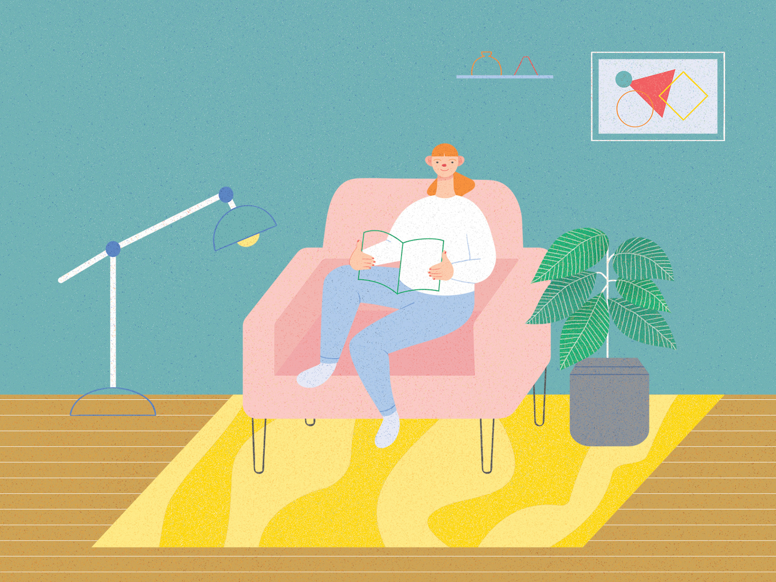 Dribbble - reading.jpg by Dani Lam