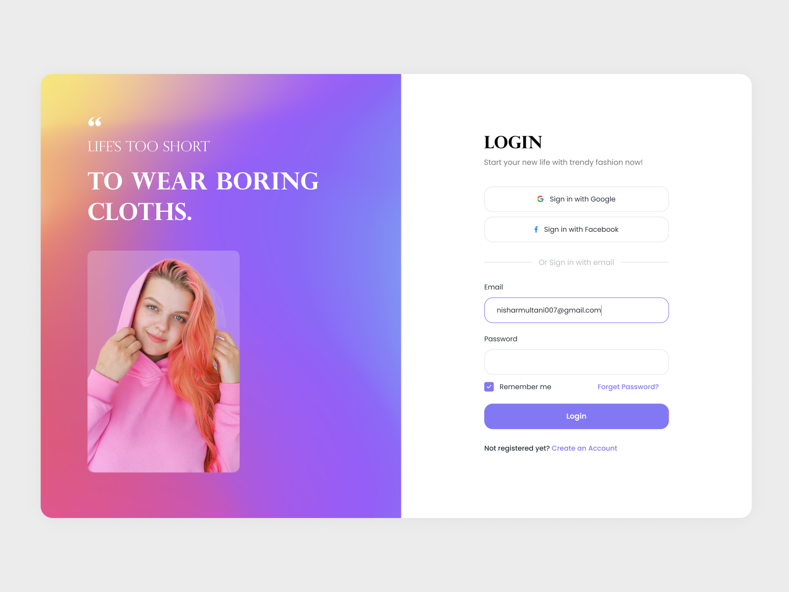 Login and Sign up form design by Nishar Multani on Dribbble