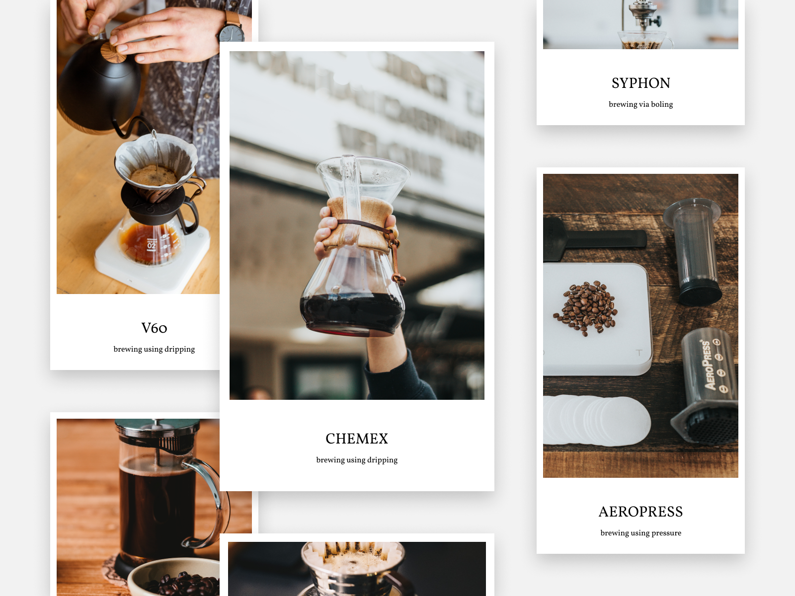 Coffee methods cards by Facu Montanaro on Dribbble
