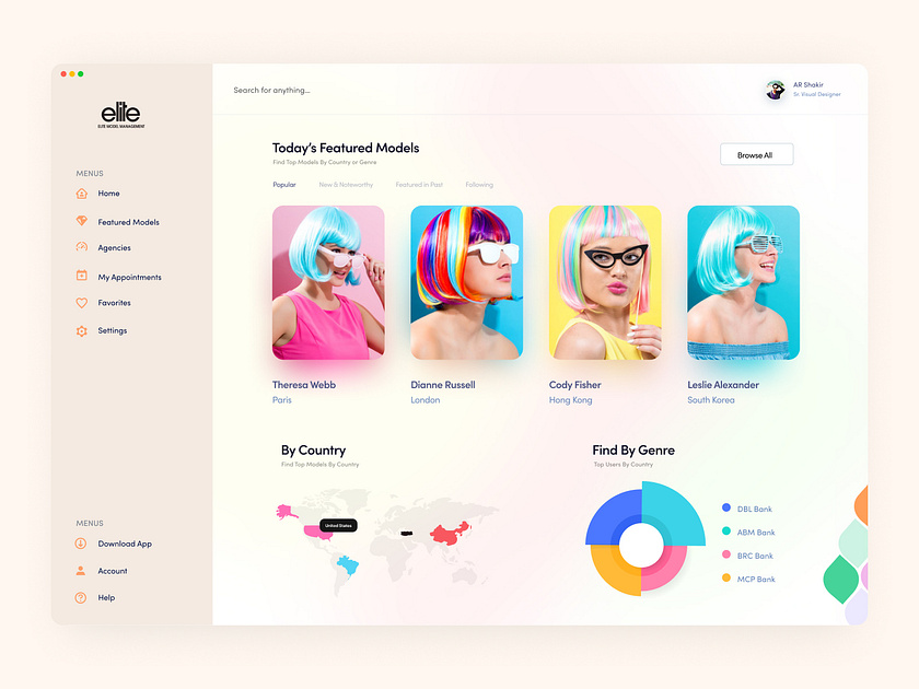 Model Finder Agency Dashboard UI Exploration by Mike Taylor for ...