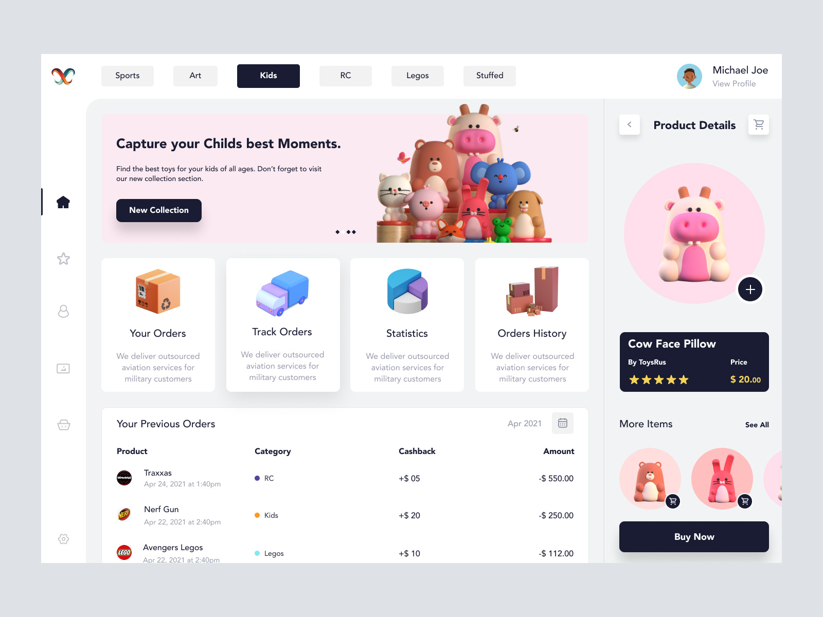 Toys Dashboard by Mike Taylor for Redwhale on Dribbble