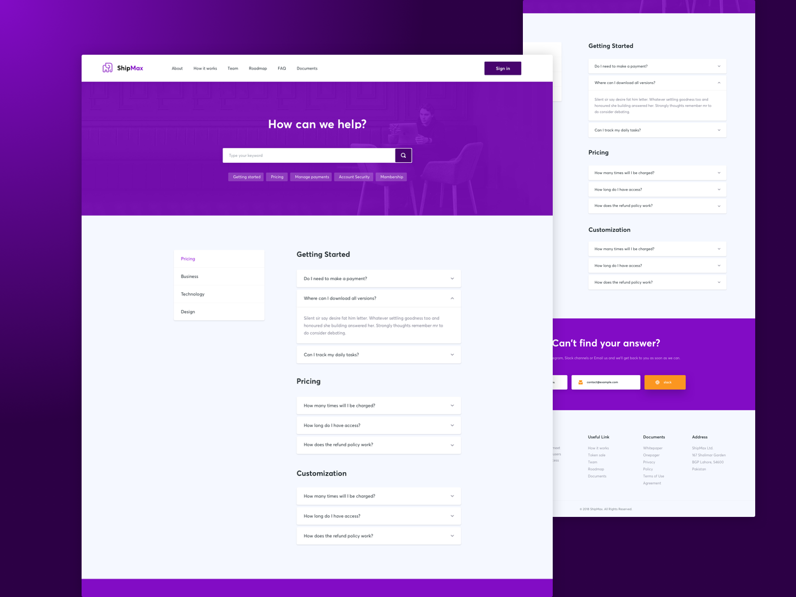 FAQs Page Design by Mike Taylor on Dribbble