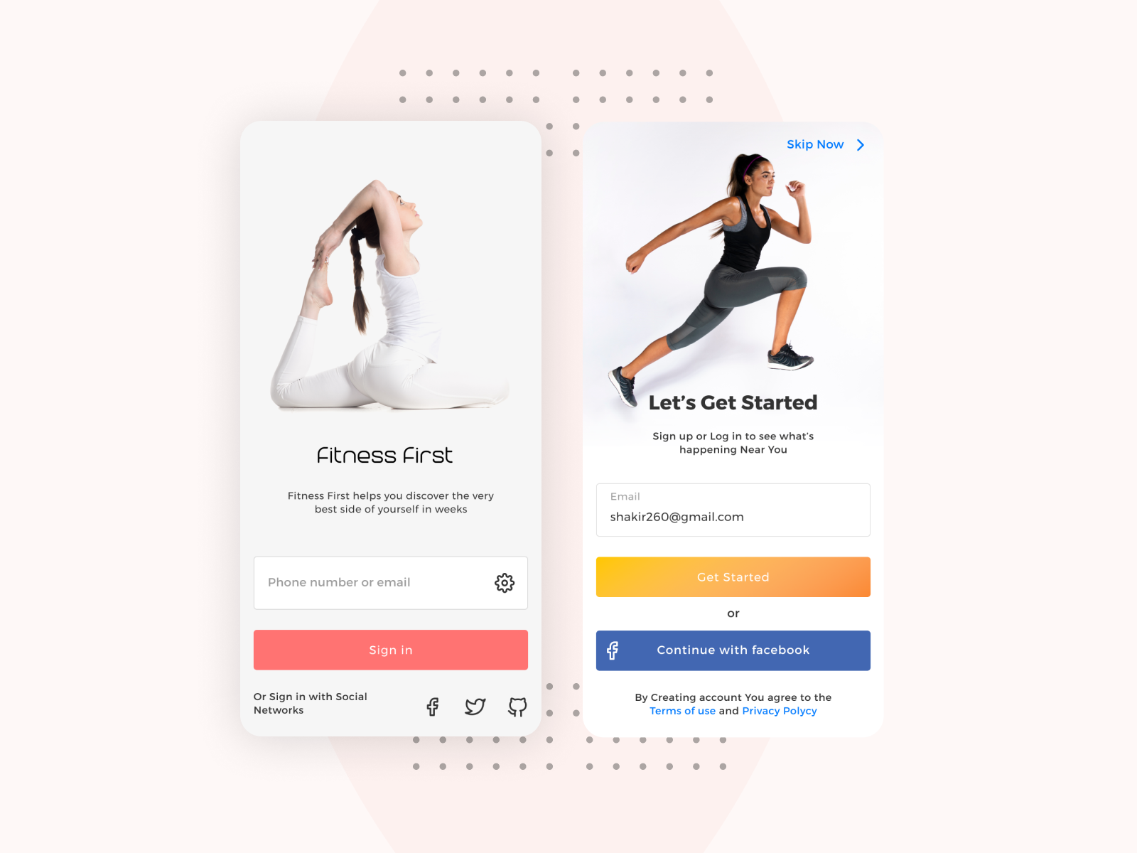 Fitness First Login Screens Idea 2 by Mike Taylor on Dribbble