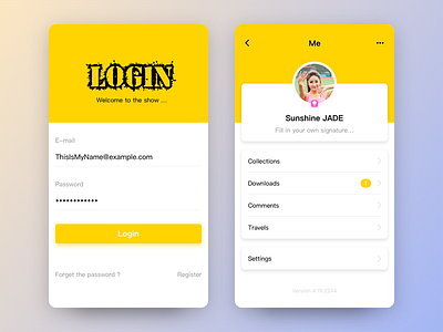 Login／Me by Obili on Dribbble