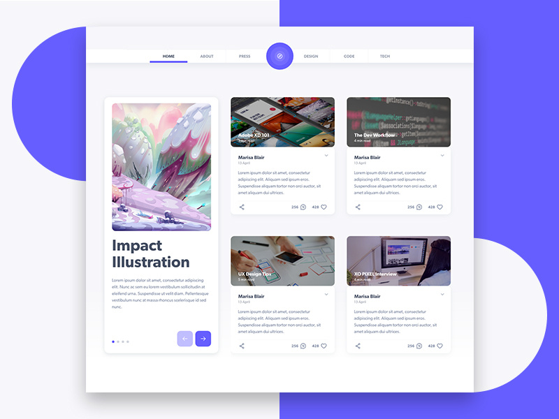 Design a Blog Layout with XO Pixel by Adobe XD on Dribbble
