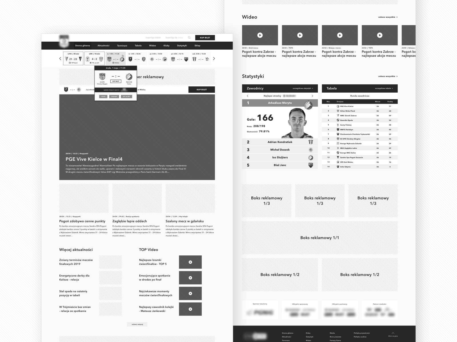 Sports League Website Wireframes by Ryszard on Dribbble